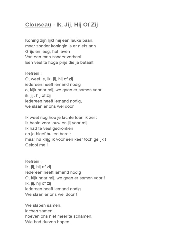 Clouseau - Ik, Jij, Hij of Zij | PDF