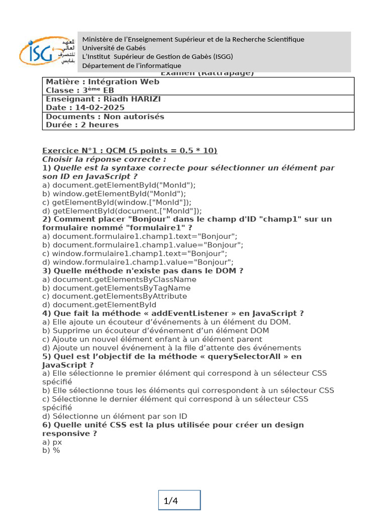 Examen | PDF | JavaScript | Internet