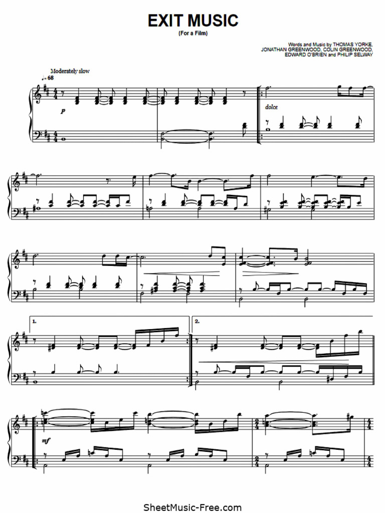 Exit Music For A Film Sheet Music Radiohead SheetMusic | PDF