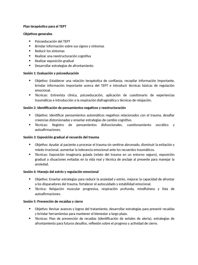 Plan Terapéutico para El TEPT | PDF