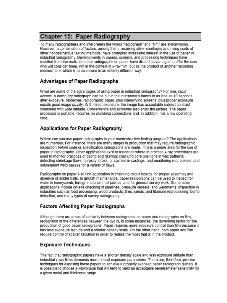 Advantages of Paper Radiography | PDF | Radiography | X Ray