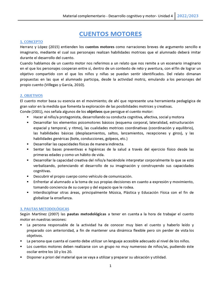 Material Complementario UD4 - Cuentos Motores - Compressed | PDF | Narración | Cuentos