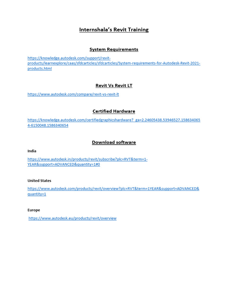 Revit Internshala | PDF