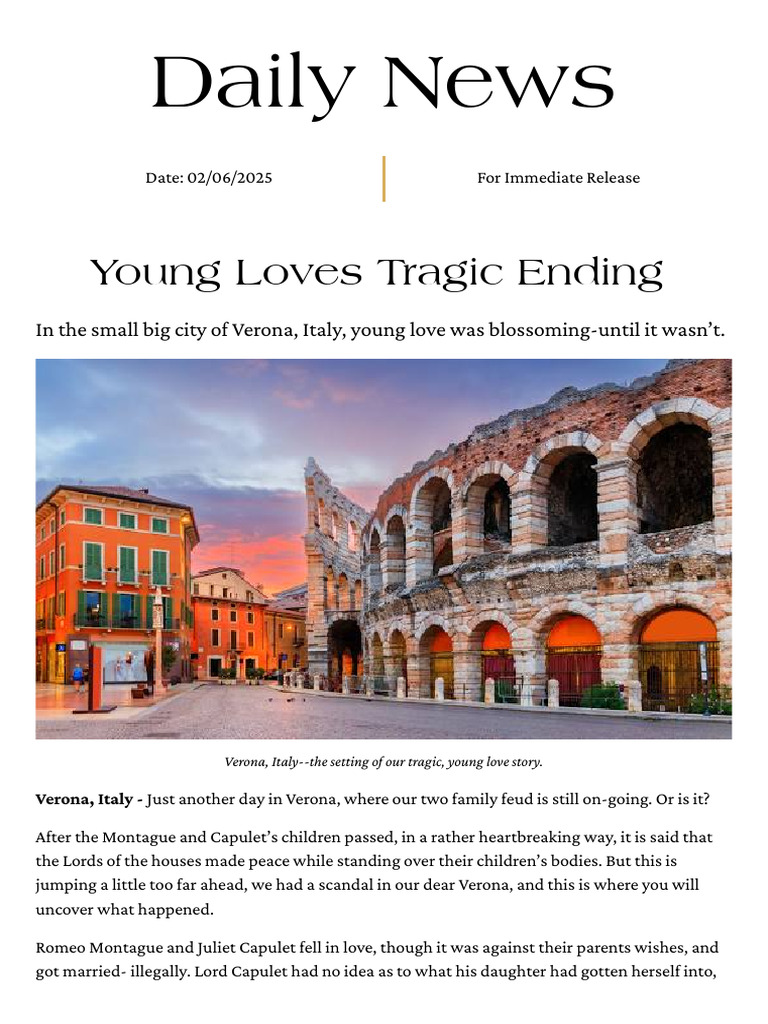 Juliet and Romeo Newspaper | PDF