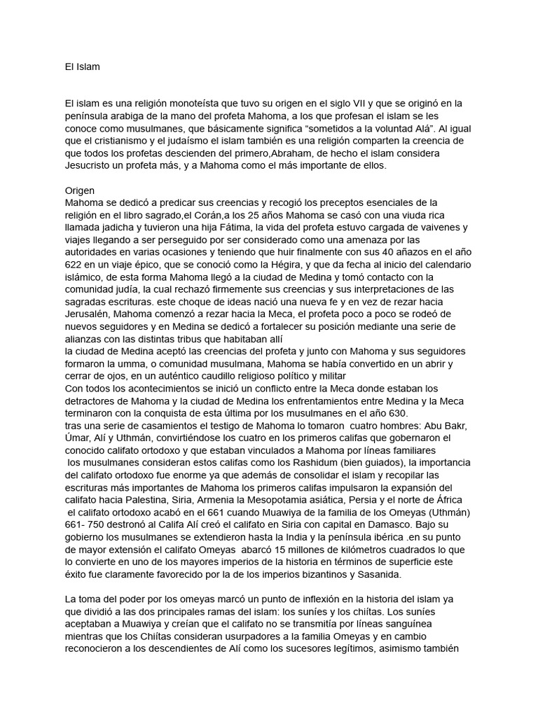 Historia y ramas del Islam | PDF | Califato | Mahoma