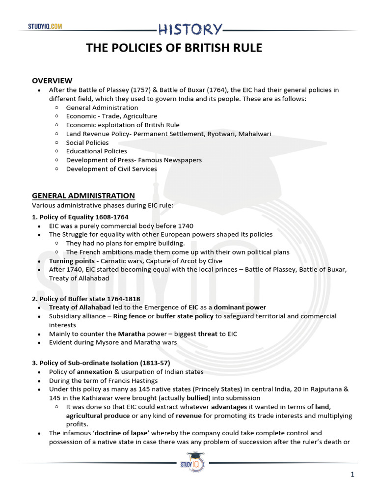 3.06 - The Policies of British Rule | PDF | British India