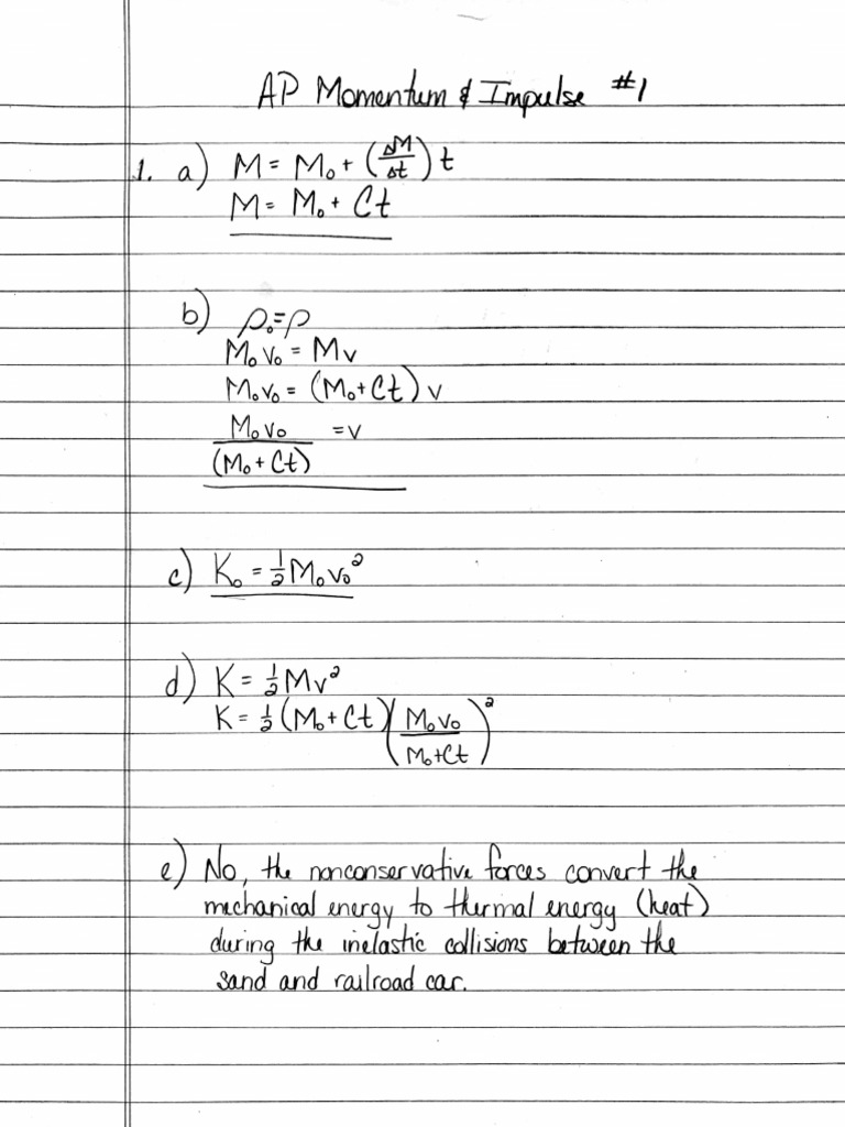 05 AP Momentum Impulse Practice 1 KEY | PDF