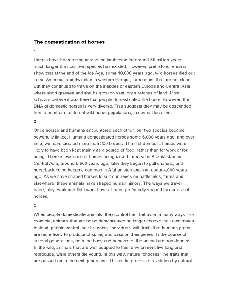 The Domestication of Horses | PDF | Horses | Domestication