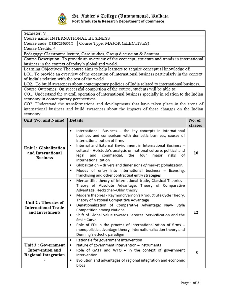 International Business Course Overview | PDF | Internationalization ...