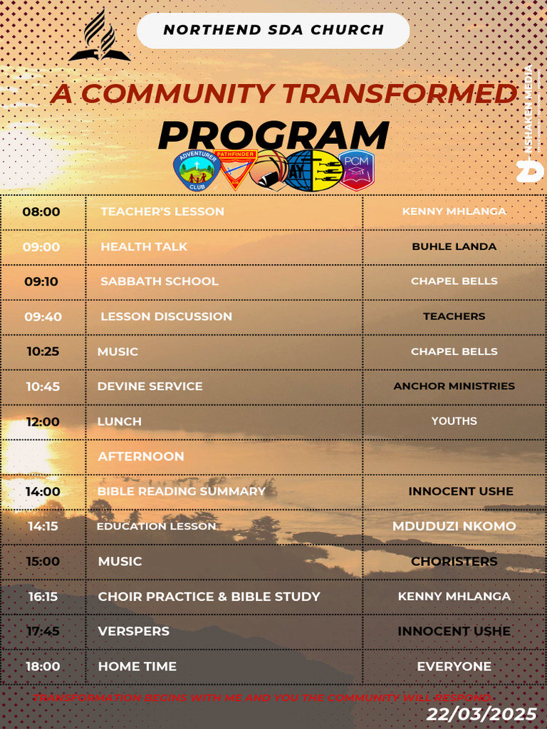 Northend SDA Church Program Schedule | PDF