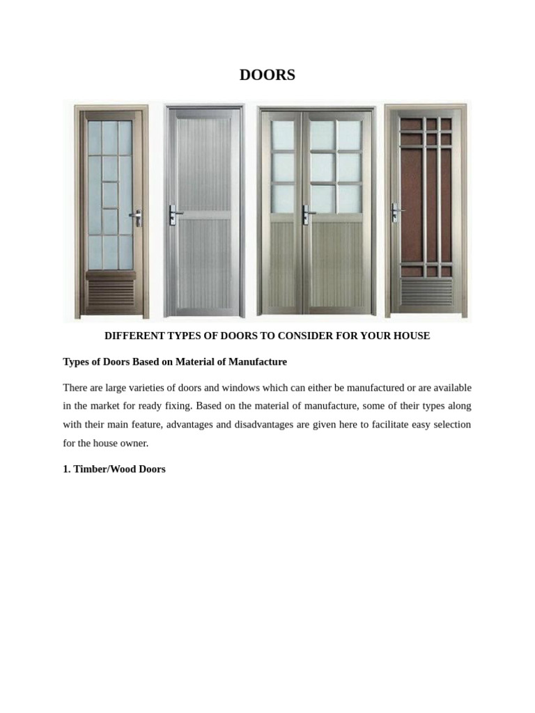 Types of Doors for Your Home | PDF | Fiberglass | Door