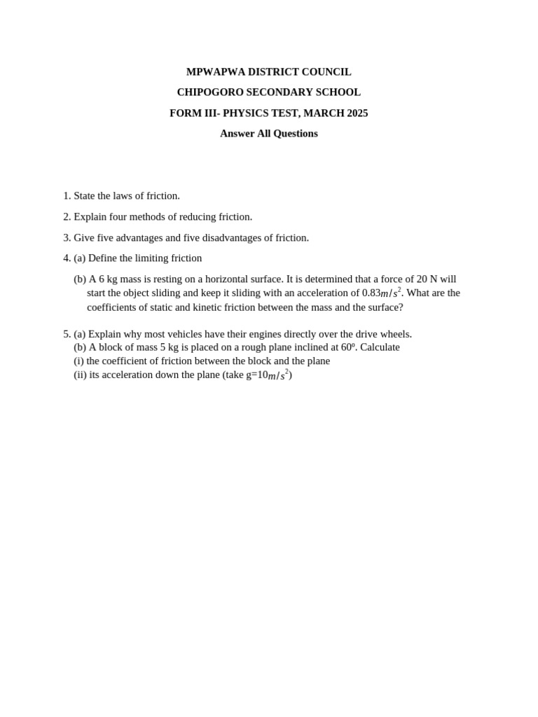 Friction Test f3 | PDF