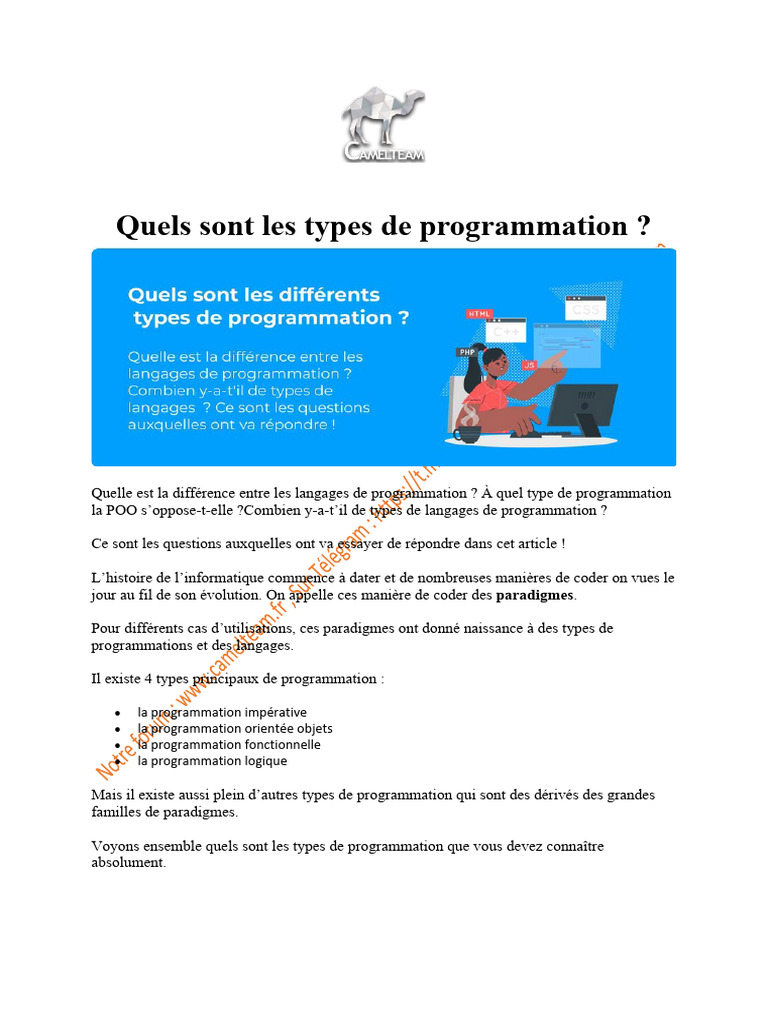Quels sont les types de programmation | PDF | Programmation ...