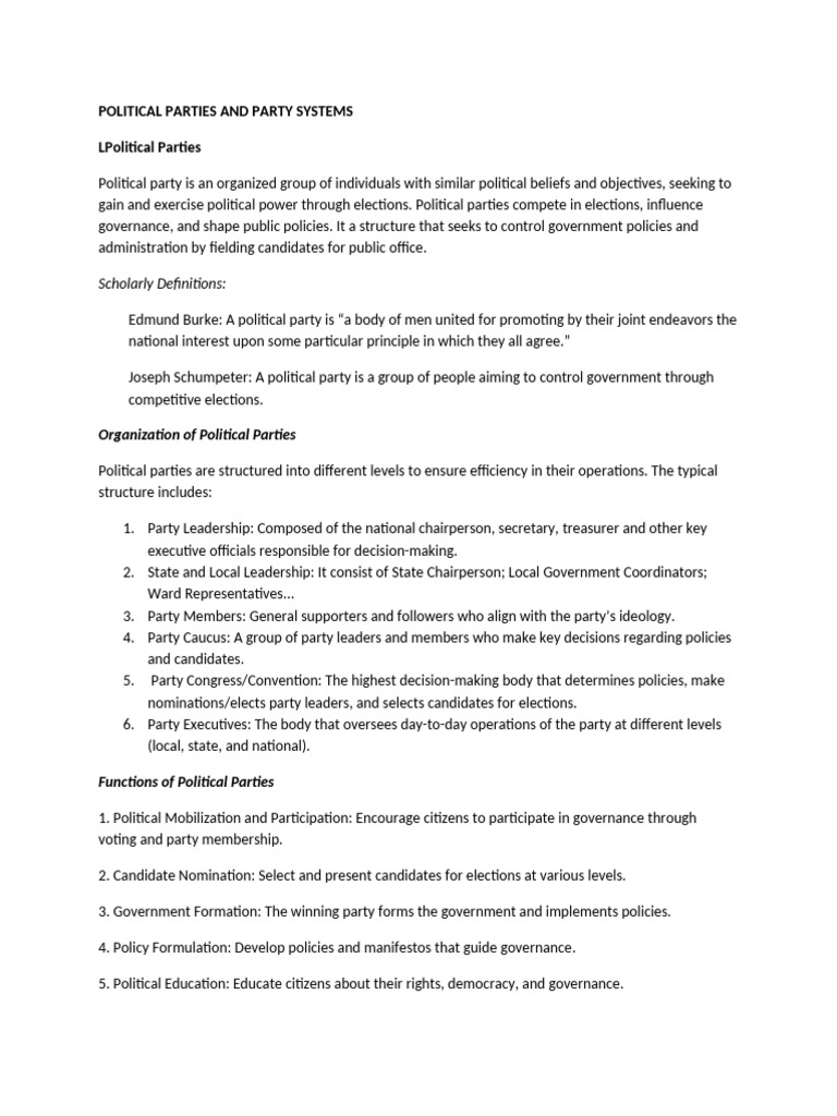 Understanding Political Parties Systems | PDF | Political Parties ...