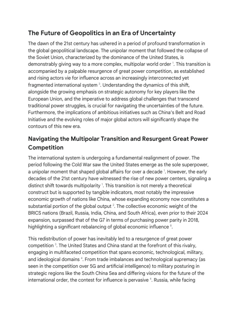 21 - Geopolitics in An Uncertain Era | PDF | Polarity (International ...