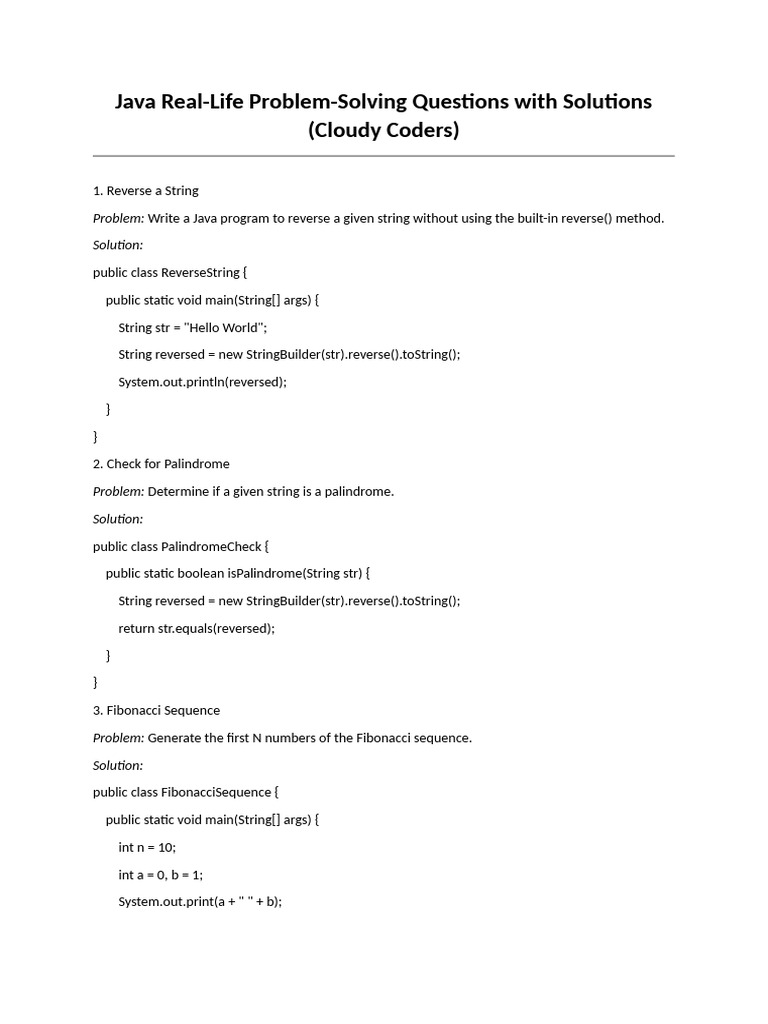 Java Problem-Solving Questions & Solutions | PDF | Integer (Computer Science) | Computer Programming