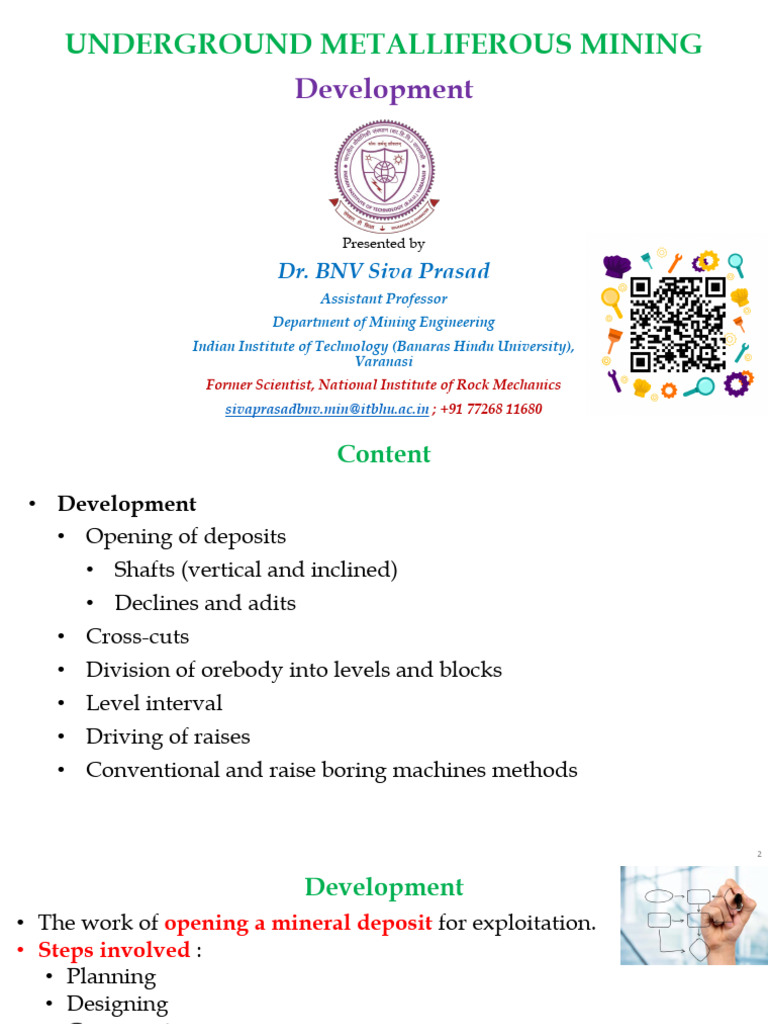 Lec3-Underground Mine Development | PDF | Mining | Heavy Industry