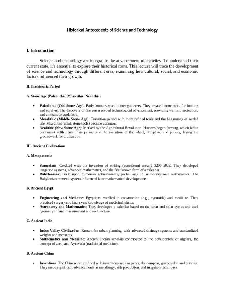 Historical Antecedents of Science and Technology | PDF | Science ...