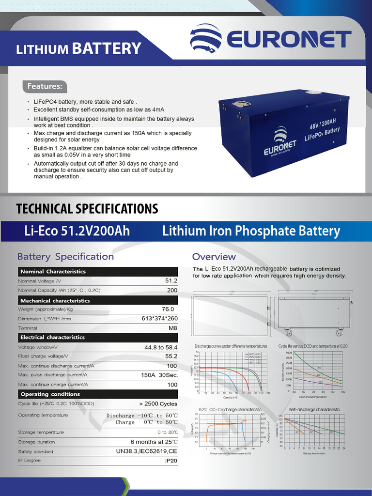 Solar Lithium Batteries - Datasheet | PDF | Lithium Ion Battery | Rechargeable Battery