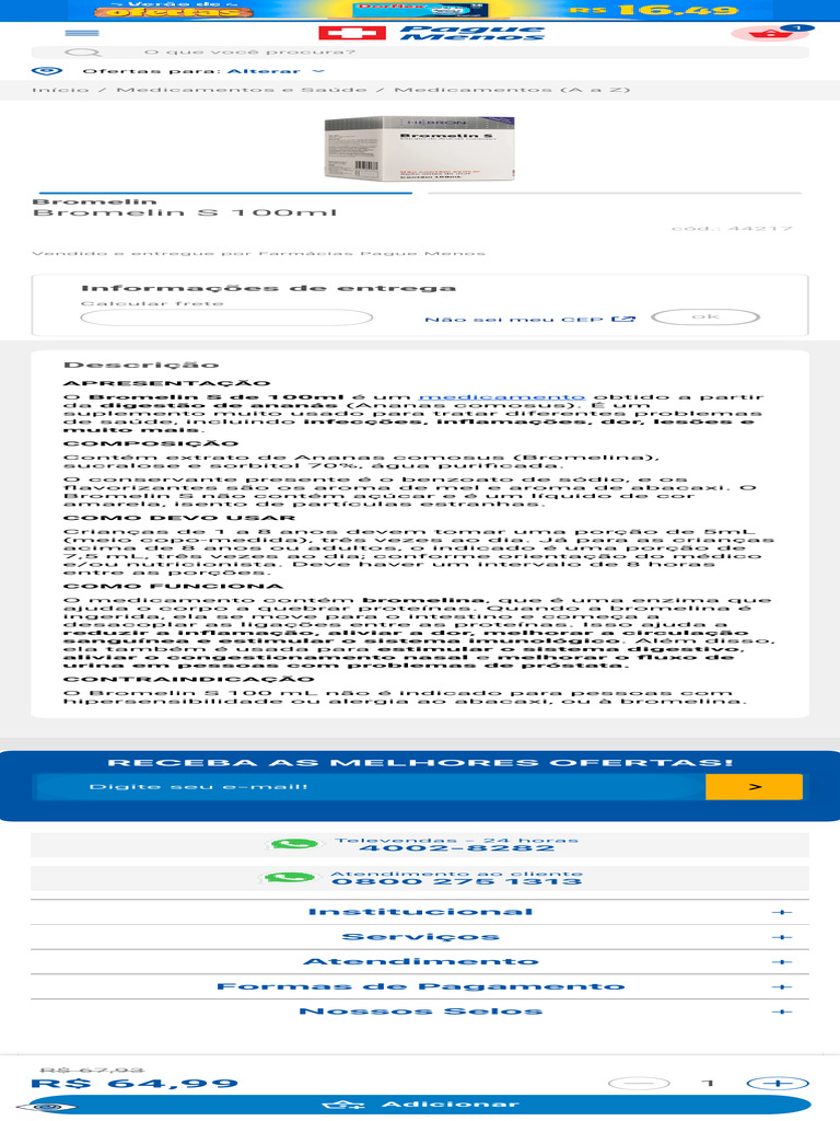 Bromelin S 100ml: Indicações e Uso | PDF