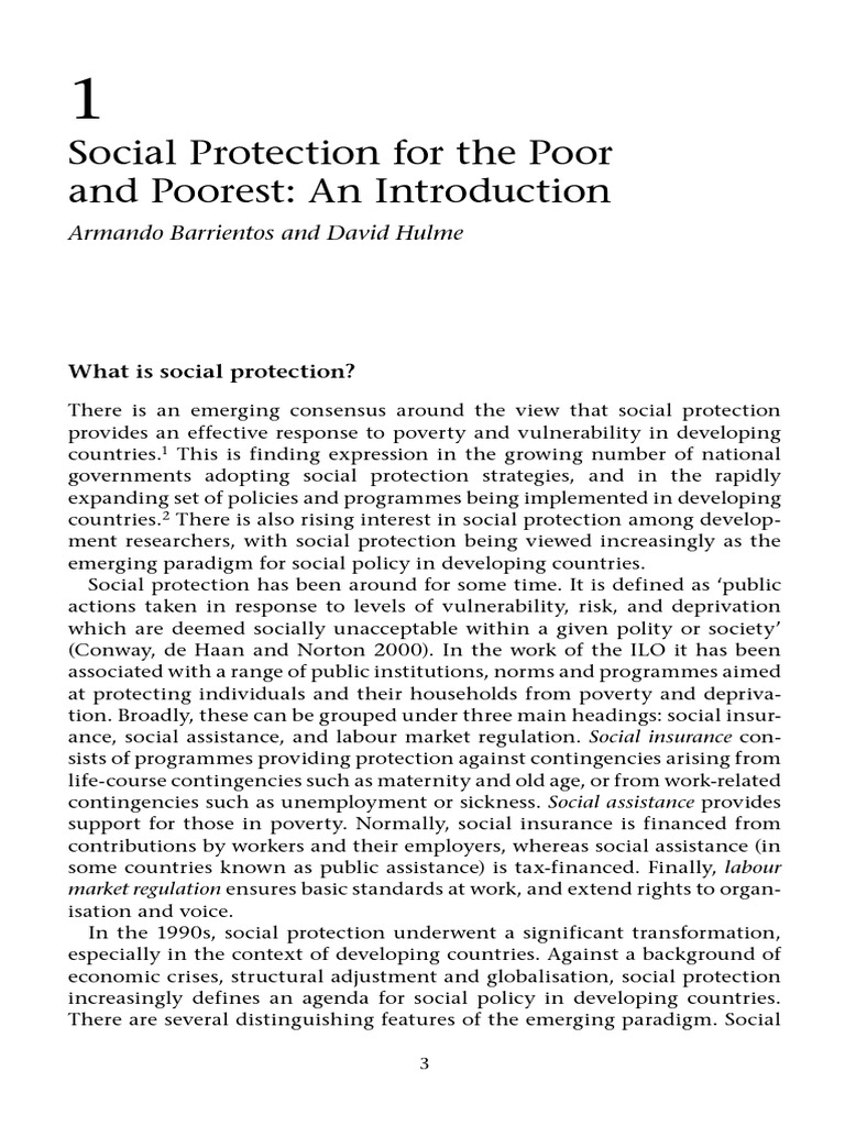 Week 3 - Social Protection Book (Ch. 1, 3, 4, 10) | PDF | Social ...