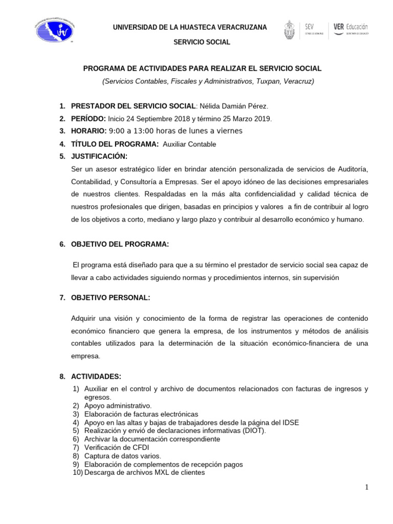 Programa Actividades Servicio Social | PDF | Contabilidad | Business