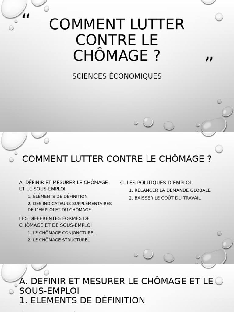 Revision Comment Lutter Contre Le Chômage | PDF | Chômage | Gaspillage de ressources