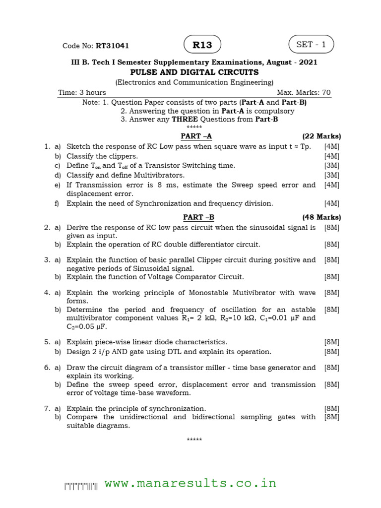PDC - JNTUK Question Paper - Aug-2021 - RT31041022022 | PDF