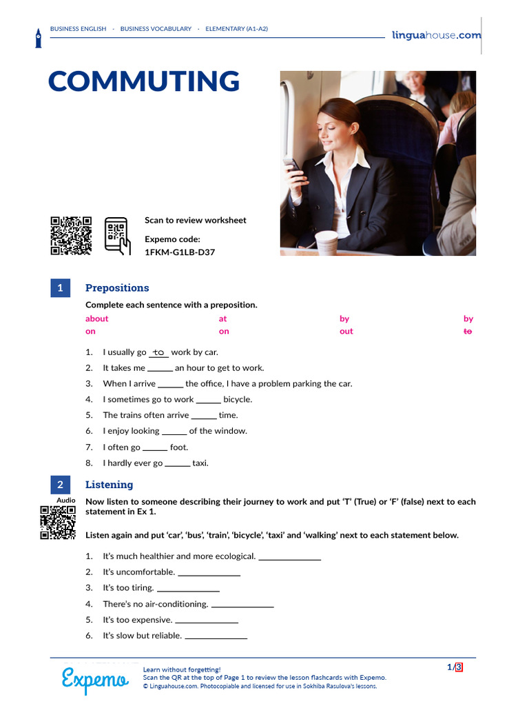 Commuting British English Teacher A1 A2 | PDF | Car | Land Vehicles