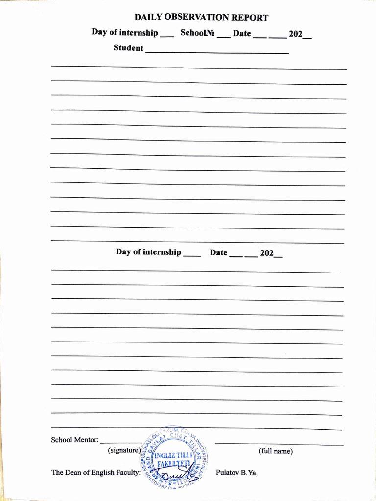 Daily observation report form | PDF