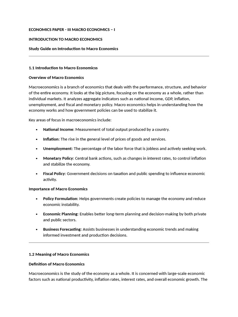 ECONOMICS PAPER 3 Macroeconomics | PDF | Money Supply | Macroeconomics
