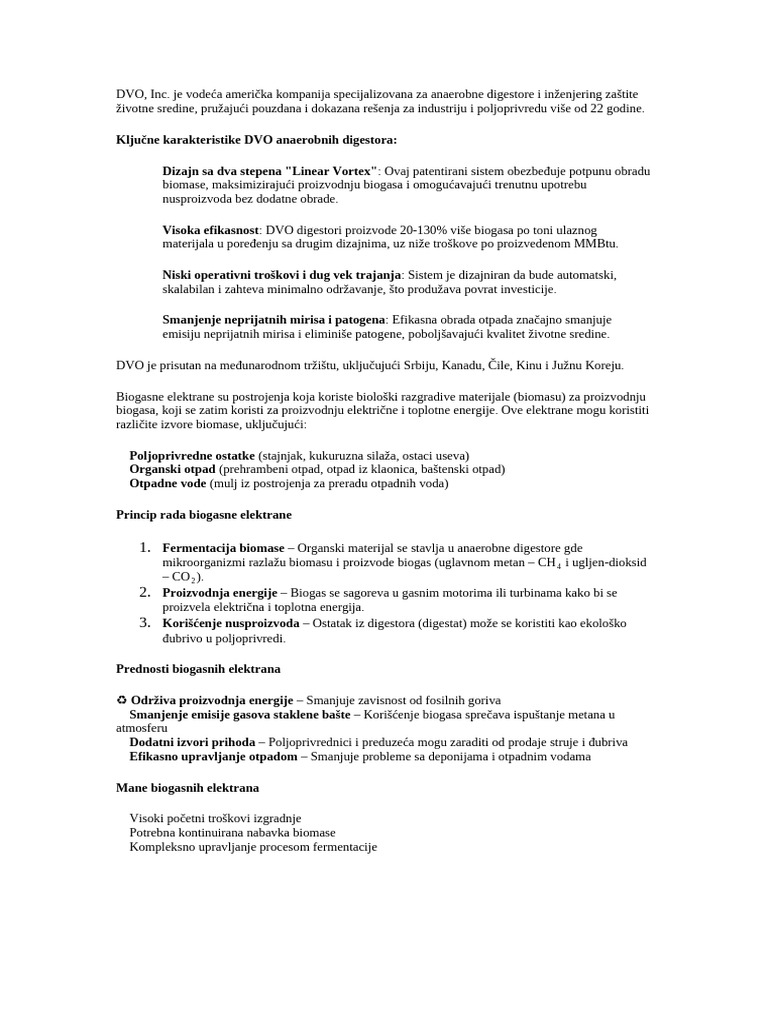 Ključne karakteristike DVO anaerobnih digestora | PDF