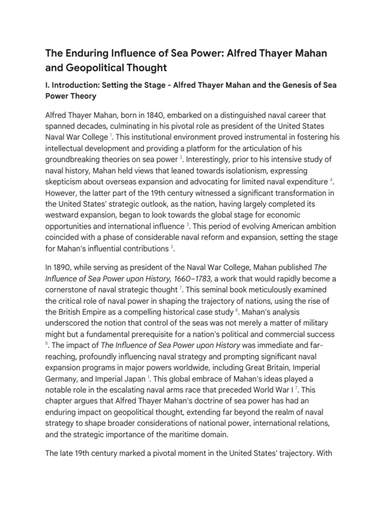 Mahan's Six Principles of Sea Power | PDF | Geopolitics | Alfred Thayer ...