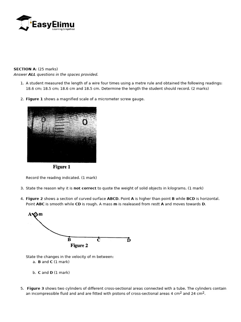 hsKCSE_2014_Physics_Paper_1_Questions_with_Marking_Scheme-89 | PDF | Force | Density