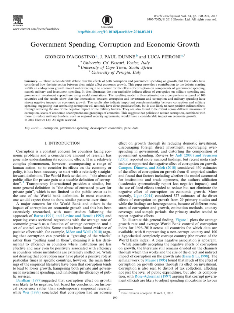 10.1016@j.worlddev.2016.03.011 | PDF | Economic Growth | Government ...