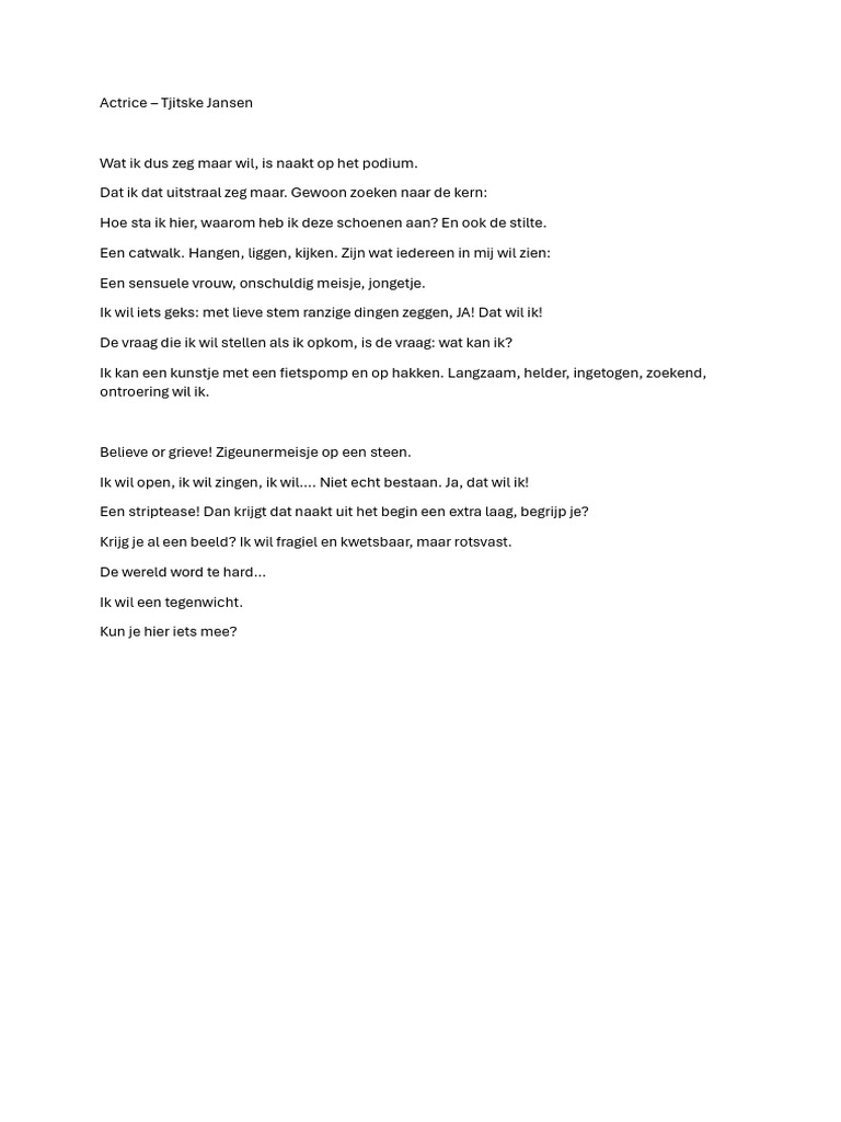 monoloog auditie training | PDF