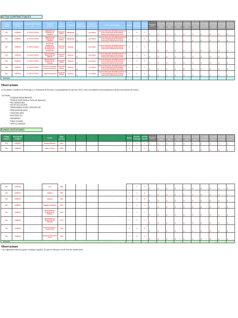 Programación Mensual de Gastos | PDF