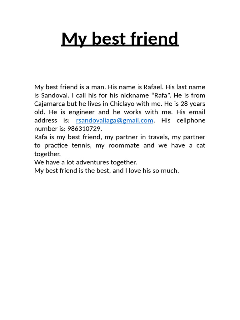 Writing - My Best Friend | PDF