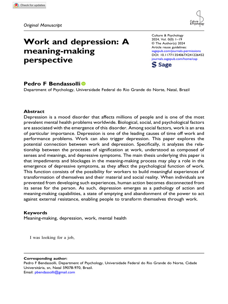 (2024) Bendassolli-Work-And-Depression-A-Meaning-Making-Perspective ...
