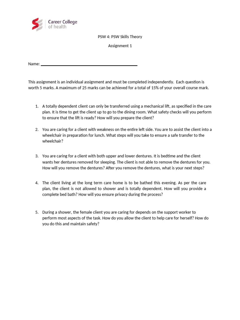 PSW 4 Skills Assignment Guide | PDF