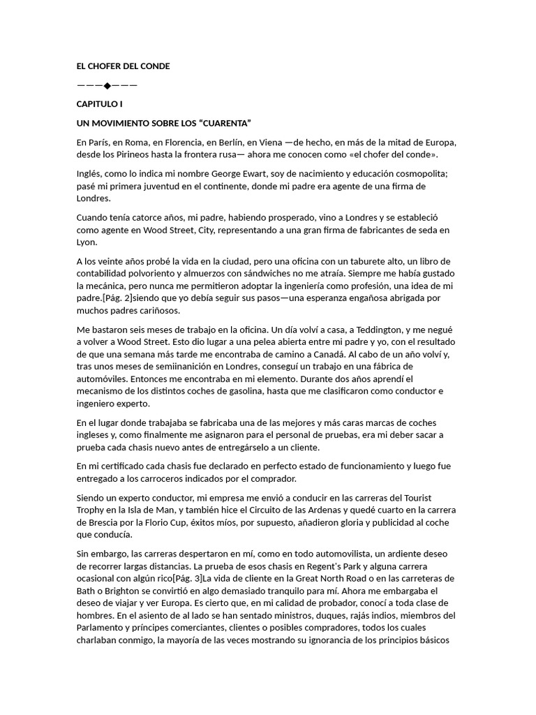 El Chauffeur Del Conde, William Le Queux. 1907 | PDF