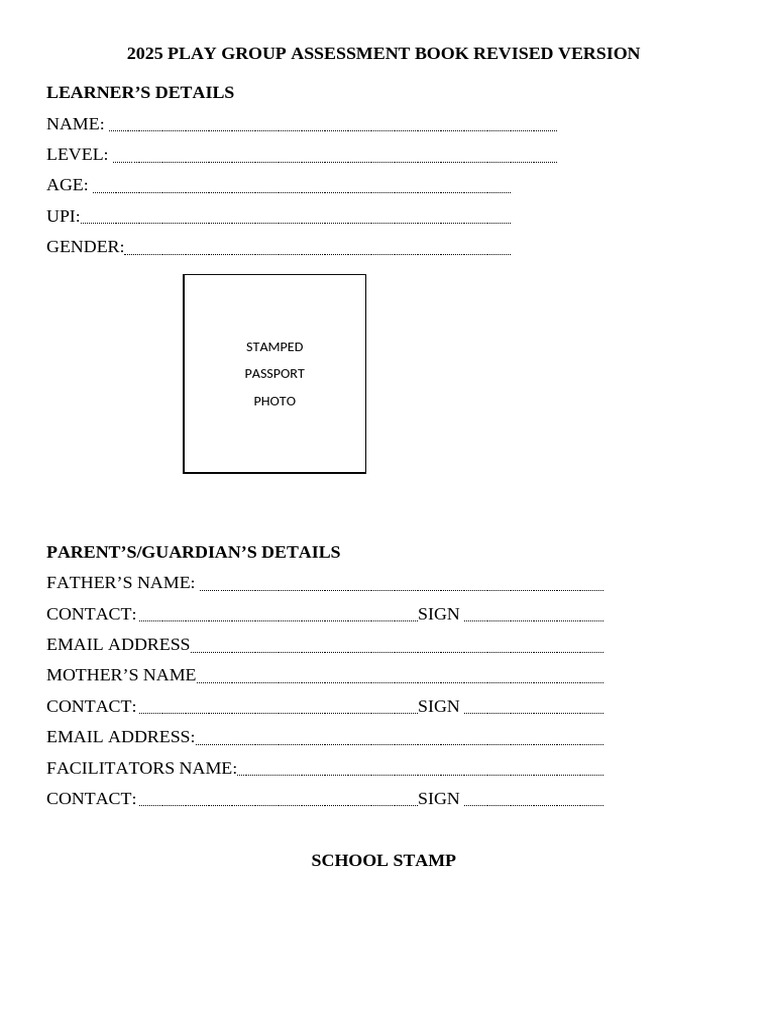 2025 Play Group Assessment Book | PDF | Learning | Creativity