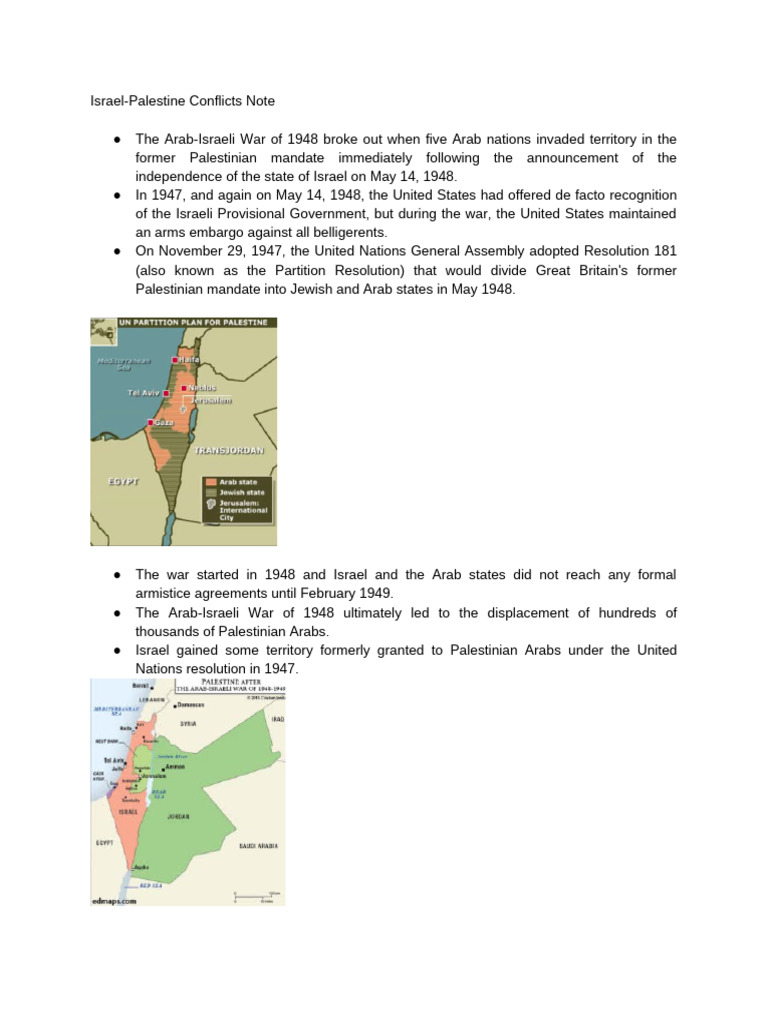 Israel-Palestine Conflicts Note | PDF | Palestine Liberation ...