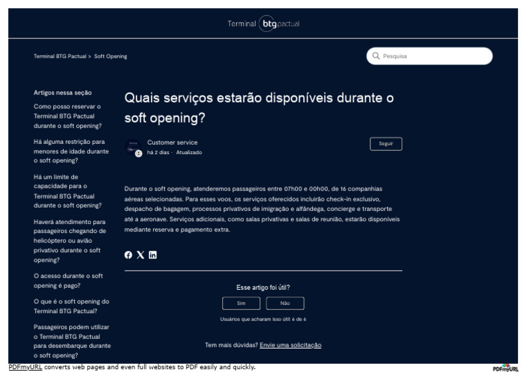 Soft Opening do Terminal BTG Pactual | PDF