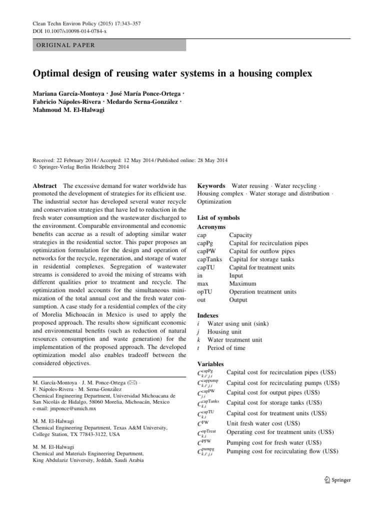 Optimizing Water Reuse in Housing Complexes | PDF | Reclaimed Water ...