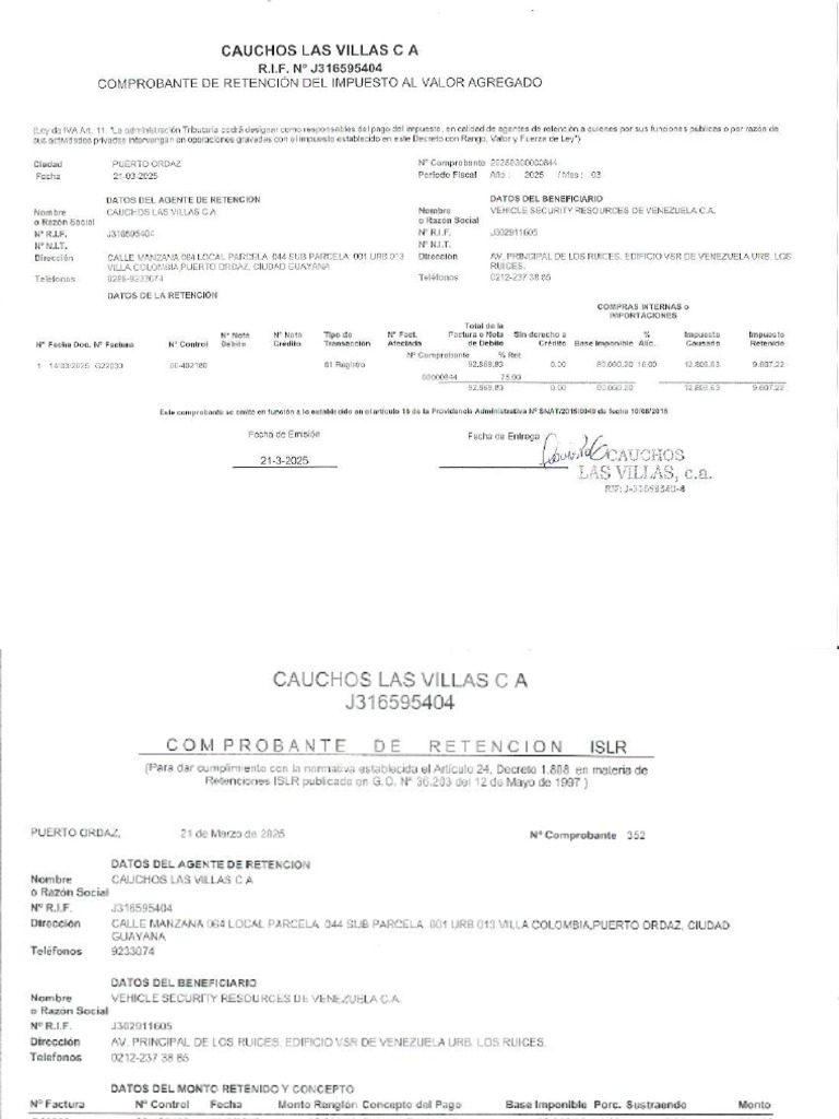 RETENCIONES VSR | PDF