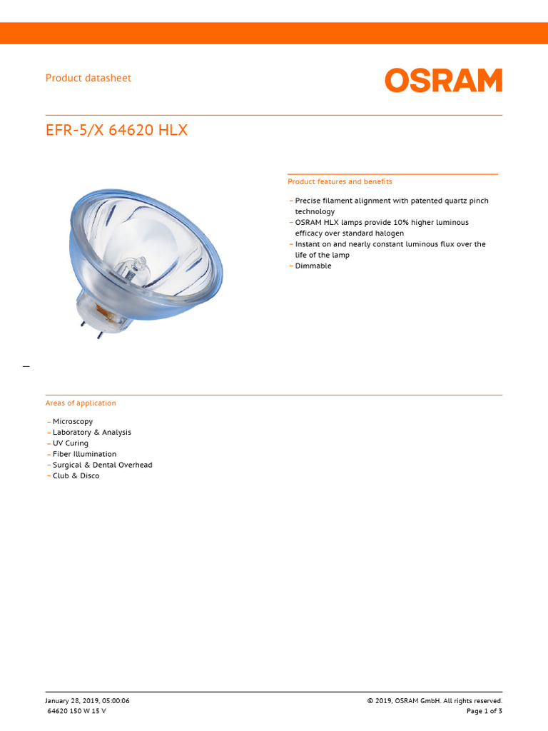 Fichas Tecnica Lampara Osram 500 Horas | PDF | Lighting | Electrical ...