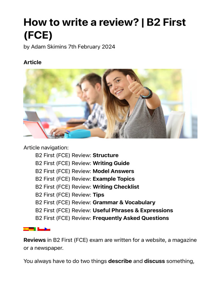 How To Write A Review? - B2 First (FCE) | PDF | Word | Vocabulary