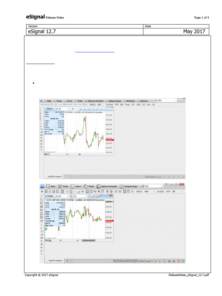 eSignal 12.7 Release Highlights | PDF | Software Engineering ...