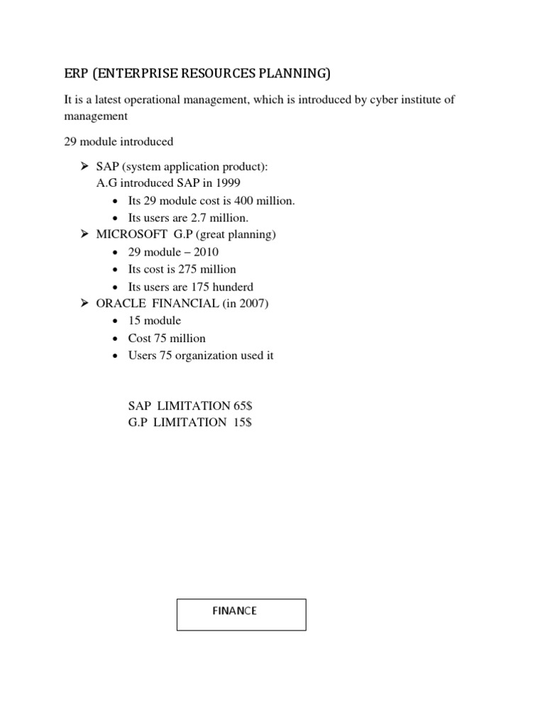 Erp (Enterprise Resources Planning) | PDF